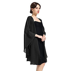 BEAUTELICATE Chiffon Shawl Bridal Wedding Wrap Long Evening Scarves Scarf Black