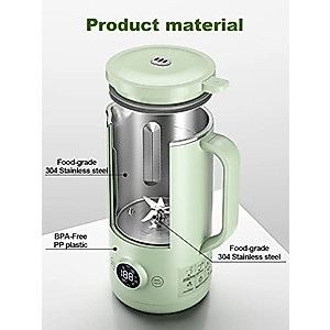 VEGAPUNK Nut Milk Maker Machine 20oz - Smart Automatic Cold and Hot Dairy Free Soybean/Oat/Coconut/Soy Milk Maker Machine with Filter Bag - Plant Based Almond Cow Milk Machine Maker for Vegan - Green