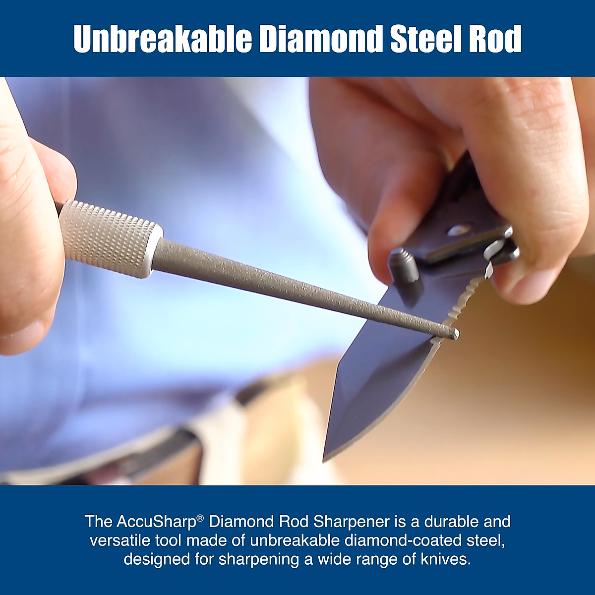 AccuSharp Professional Dual Rod Knife Sharpener, Retractable Diamond-Coated Steel Rod, Sharpens, Restores, Repairs & Hones Straight & Serrated Knives