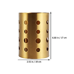 NERDOH Stainless Steel Kitchen Utensil Holder Chopstick Cutlery Holder Stand Spoon Fork Organizer Drying Rack Caddy Basket for Tableware Cooking Utensils Gold