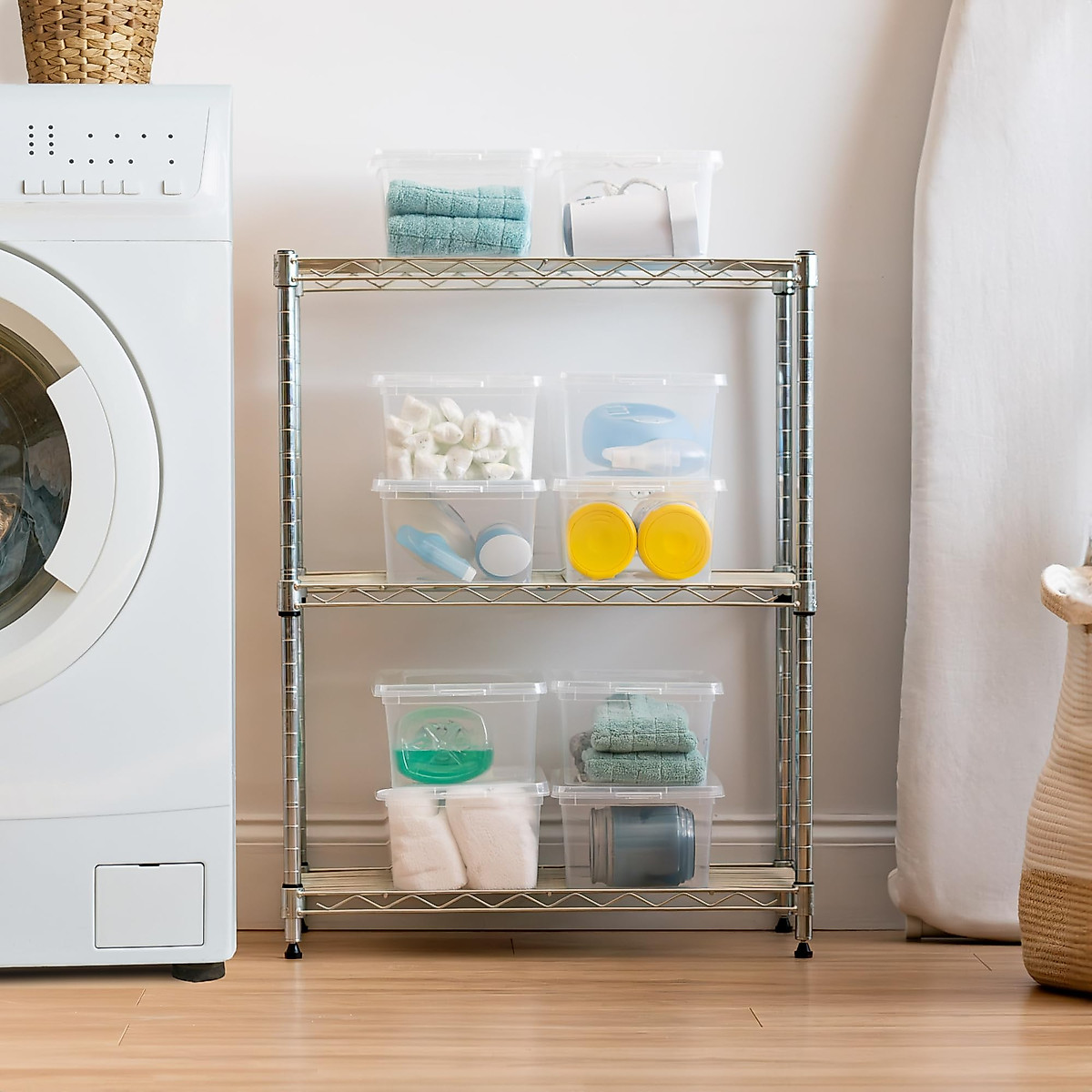 IRIS USA 5.9 Qt. Plastic Storage Container Bin with Latching Lid, Stackable Nestable Shoe Box Tote Shoebox Closet Organization School Art Supplies - Clear, 20 Pack