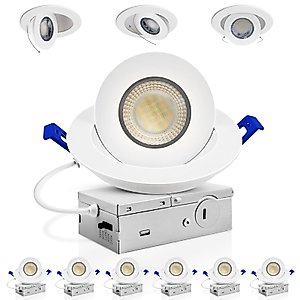 Adetu 4 Inch Gimbal Led Recessed Lights, 360°+90° Adjustable Directional Recessed Lighting, 2700K/3000K/3500K/4000K/5000K Dimmable Retrofit Eyeball Can Lights with Jbox, ETL(White, 6 Pack)