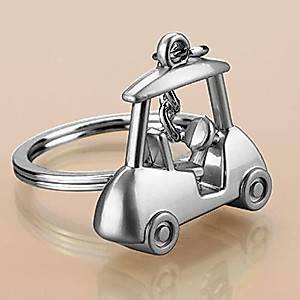 ARFUKA Keychain Golf Cart Pendant Keyring Unisex Key Organizer Holder Keyring Birthday Christmas Wedding Valentine's Day Gift for Men and Women Silver