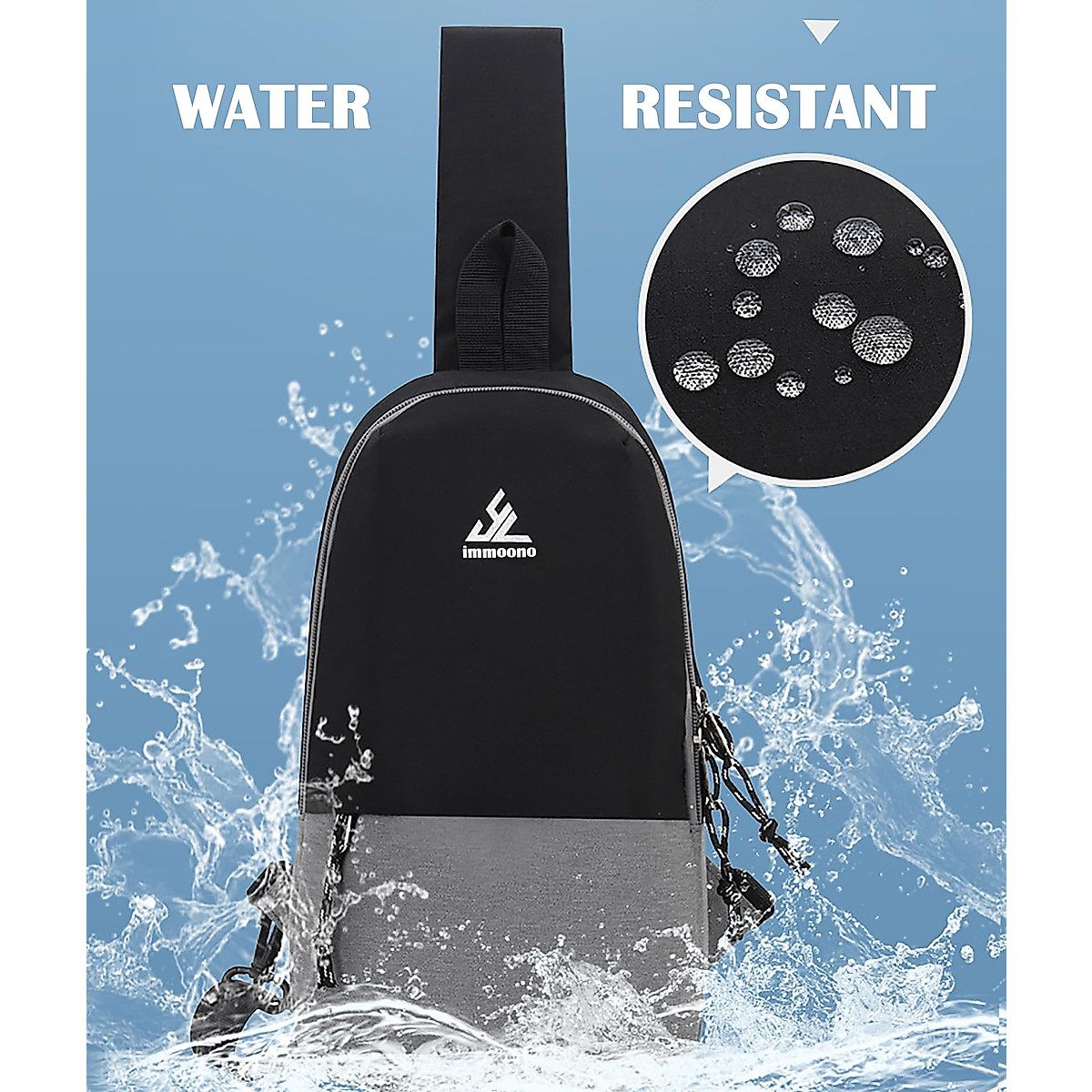 immoono Small Sling Backpack Unisex Shoulder Bag, Sling Bag Crossbody Purse for Women, Mens Crossbody Bag, Black