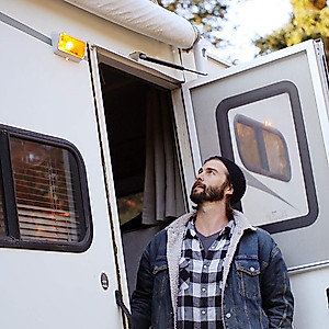 Lumitronics 12V LED Exterior Outdoor Porch Light with On/Off Switch - Removable Clear & Amber Lenses Perfect Outside Replacement Lights for RVs, Motorhomes, Campers, 5th Wheels, Trailers! (White)