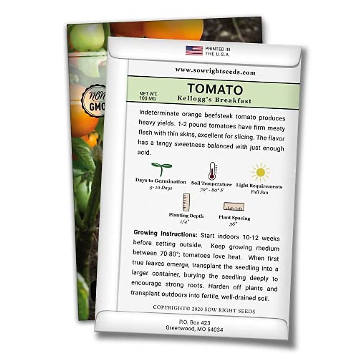 Sow Right Seeds - Beefsteak Style Tomato Seed Collection for Planting - Beefsteak, Kellogg's Breakfast, Cherokee Purple, & Ponderosa Pink - Non-GMO Heirloom Varieties to Plant a Home Vegetable Garden