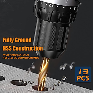 M35 Step Drill Bit Set 1/8"-7/8"(3 pcs), 1/4" Hex Shank HSS Four Spiral Flute Design, Impact Resistant - Perfect for DIYers and Professionals - Drill Through Metal, Stainless Steel, Wood