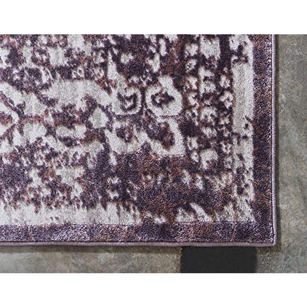 Unique Loom Aberdeen Collection Traditional Vintage Inspired Tone Textured Area Rug, 9 ft x 12 ft, Violet/Ivory