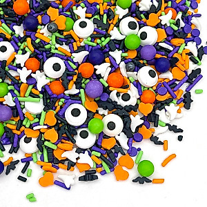 Manvscakes Halloween Sprinkles - Sprinkles For Cake Decorating, Edible Themed Sprinkles For Cookie Decorating, Chocolate Desserts, Cupcakes, Ice Cream, Caramel Apples, Ghost and Pumpkin Sprinkles 8oz