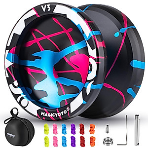 MAGICYOYO V3 Yoyo Professional Responsive Yoyo for Kids, Unresponsive Yoyo for Adults, Metal Professional Yoyo + 12 Yoyo Strings, Yo-Yo Accessory