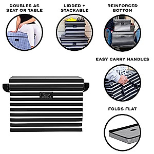 SCOUT Rump Roost MED - Medium Lidded Storage Bin with Handles, Collapsible, Stackable, Doubles as Seat or Table, Holds 80 Lbs