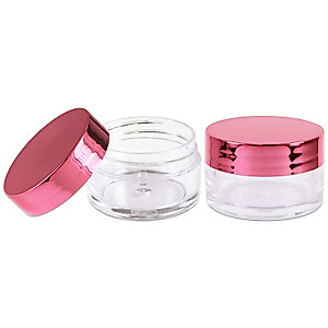Beauticom 20g/20ml USA Acrylic Round Clear Jars with Lids for Lip Balms, Creams, Make Up, Cosmetics, Samples, Ointments and other Beauty Products (12 Pieces, Rose Gold Lid (Flat Top))