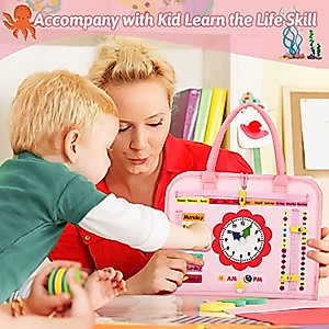 8 in 1 Toddler Busy Board for 1 Years Old, 89Pcs Montessori Sensory Board for 2 3 4 Toddler Educational Activity for Basic Dress Motor Skills, Baby Learning Toys for Travel, Gift for Boys Girls(Pink)