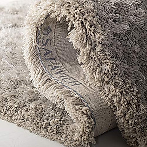 Safavieh Atlantic Shag Collection 8' x 10' Silver ATG101G Handmade Solid 1.2-inch Thick Area Rug