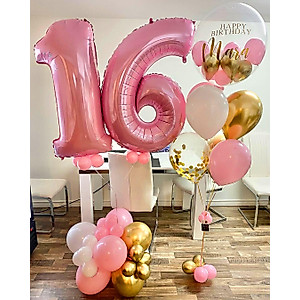 Pink and Gold Confetti Balloons Set, 50pcs 12 inch Light Pink Baby Pink White Gold Party Balloons with Ribbons for Girl Birthday Wedding Baby Shower Bridal Shower Graduation Party Decoration