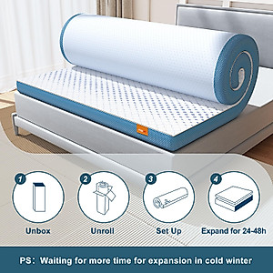 Maxzzz 2 Inch Memory Foam Mattress Topper Twin, Soft Cooling Bed Mattress Topper with Remover Soft Cover, High Density Mattress Pad, Certipur-Us & Oeko-Tex Certified