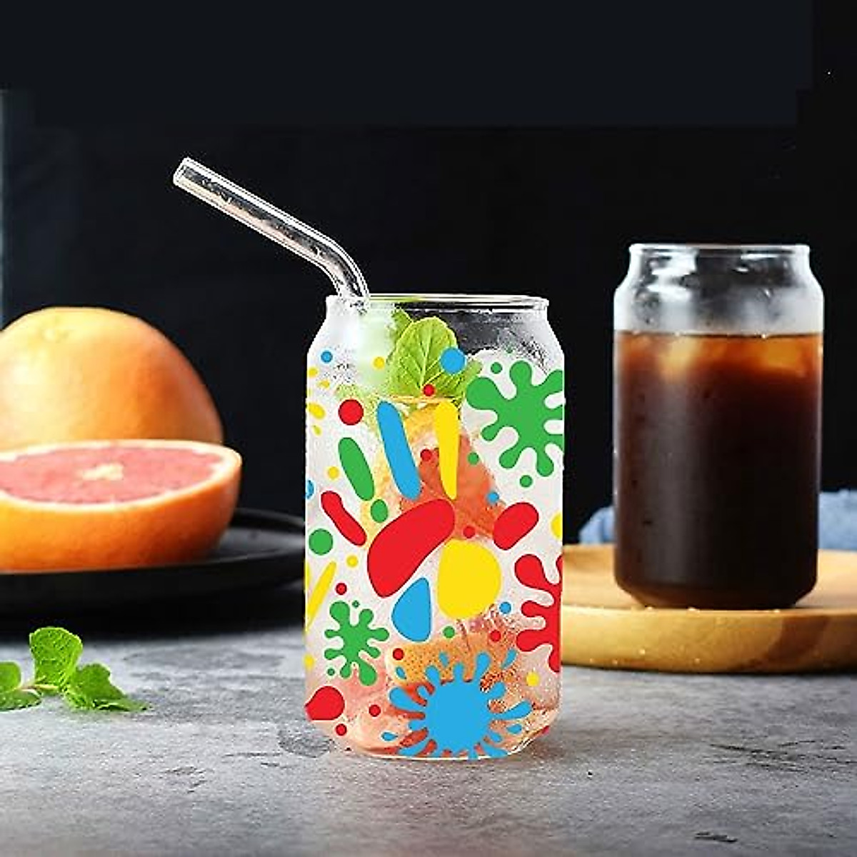 Myhiju 5 Sheets UV DTF Transfer Sticker for 16OZ Libbey Glass Cups, UV DTF Cup Wrap Transfer Cup Stickers Clear Film Transfer Paper Mug Stickers Waterproof DIY Rub on Transfers for Crafts Decals (Style3)