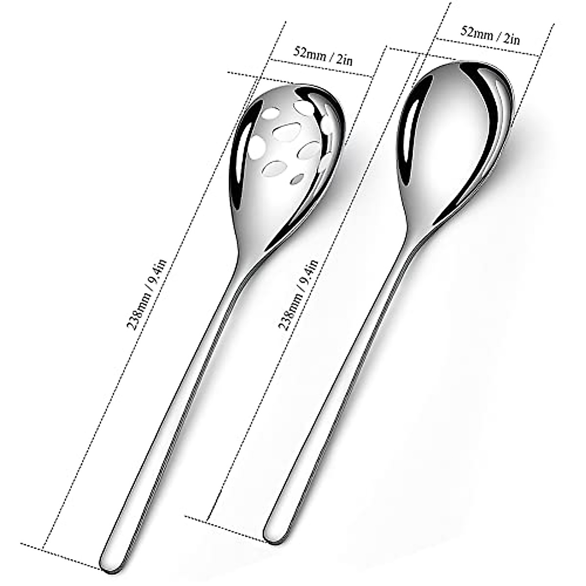AYFDISHS Serving Spoons 6 Pieces,9.4 Inch Silver Serving Spoon Set Stainless Steel Serving Spoons,Include 3 Serving Table Spoons,3 Slotted Serving Spoons,Serving Utensils Set for Parties Buffet Banque