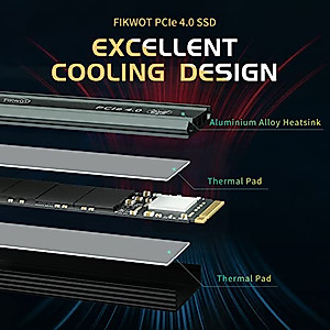 Fikwot FN960 2TB M.2 2280 PCIe Gen4 x4 NVMe 1.4 Internal Solid State Drive with Heatsink - Speeds up to 5,000MB/s, Dynamic SLC Cache, Compatible PS5 Internal SSD