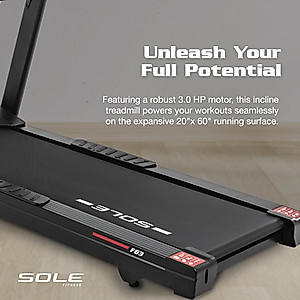 Sole Treadmill F63, Foldable Treadmills for Home Use, Bluetooth, Wide Speed Range, Treadmill Foldable, Treadmills for Home with Incline, Home Exercise Treadmill (Sole F63)