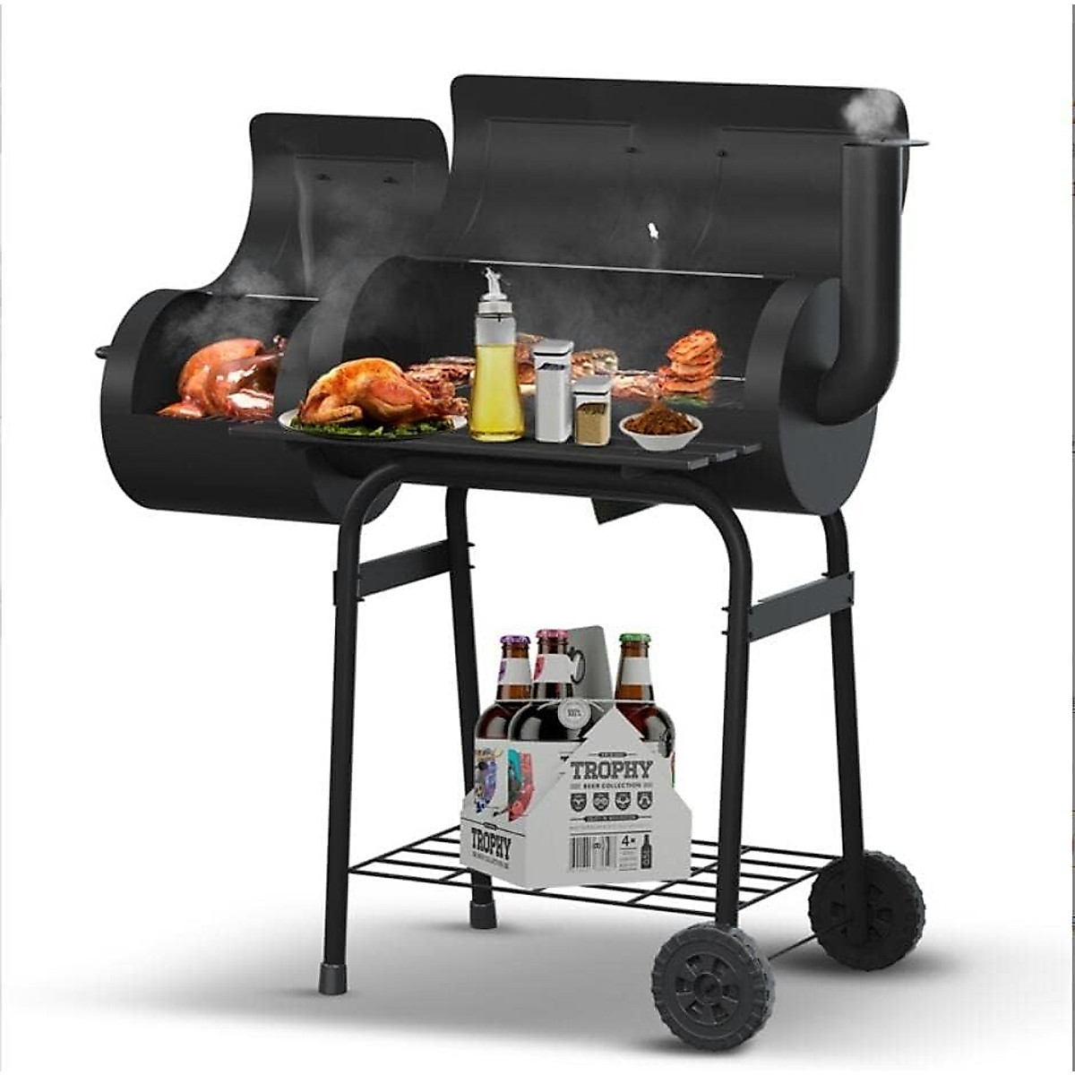 Charcoal grills gas grill weber grill Charcoal Grill Barbecue Oven with Side Fire Box and Offset Smoker, BBQ Outdoor Picnic, Camping, Patio Backyard Cooking