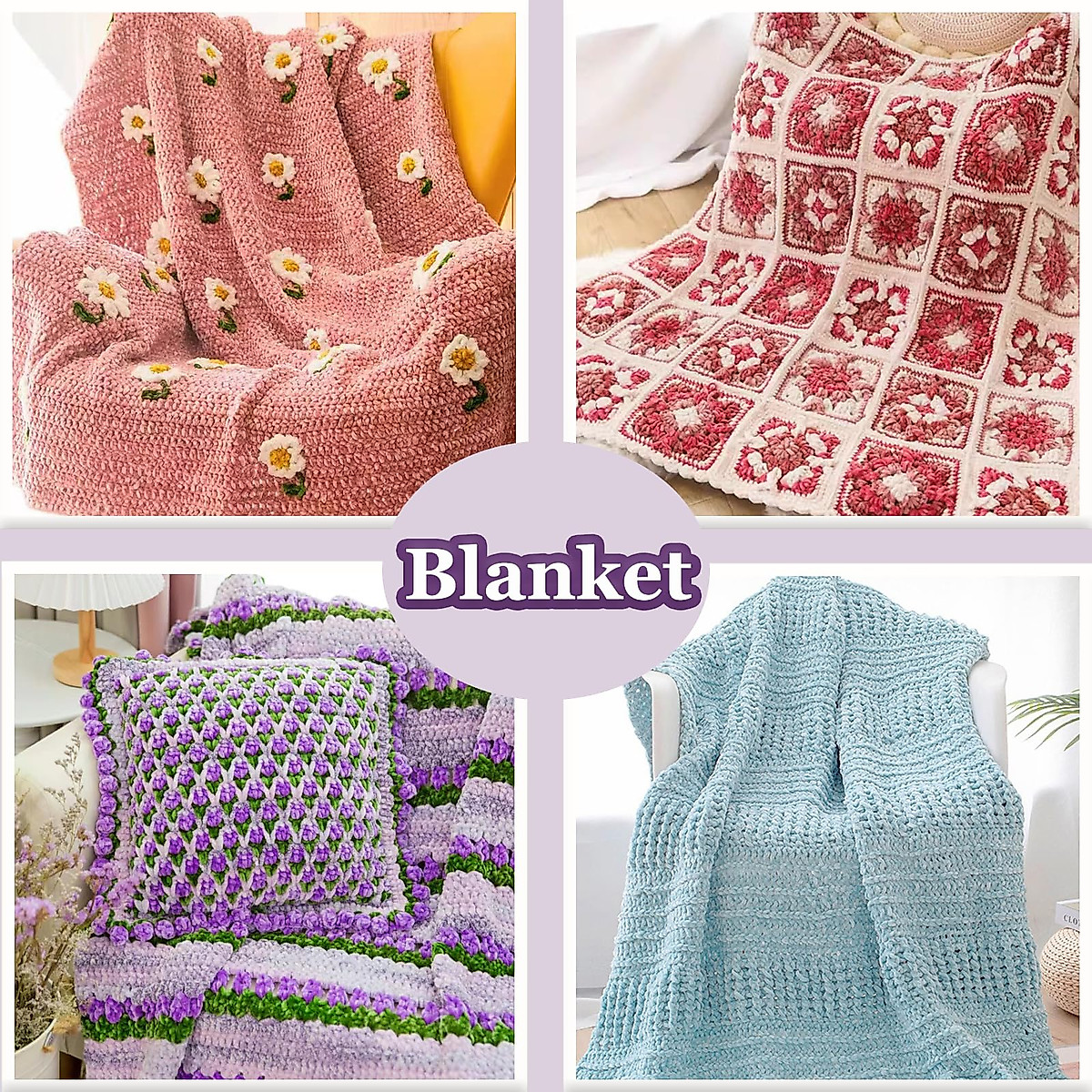 4 PCS 400g Soft Chenille Yarn Velvet Yarn for Crocheting,Fluffy Yarn for Knitting and Crochet DIY Craft,Warm Yarn for Blanket Bag Hat Scarve Clothe Gloves Slippers Doll（Bright Green）