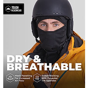 Tough Headwear Balaclava Ski Mask - Winter Face Mask for Men & Women - Cold Weather Gear for Skiing, Snowboarding & Motorcycle Riding (Black)