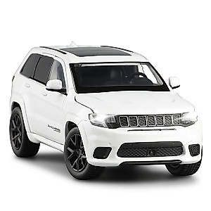 Grand Cherokee Trackhawk Toy Car Diecast Model Car 1/32 Scale SUV Vehicle Metal Zinc Alloy Casting, Light Sound, 4 Doors Open, Boys Toys Kids Birthday Gifts Mens Collection, White