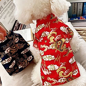 zhengbo Pet Clothes Chinese New Year Dog Tang Suit for Dogs Cheongsam Winter Dog Coat Jacket Spring Festival Pet Clothing Dogs Costume (Color : Red 1, Size : XXL)