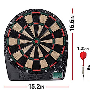 Franklin Sports Electronic Dart Board Sets - Soft Tip Electric Dartboard With Digital Scoreboard - (6) Darts Included, 15"