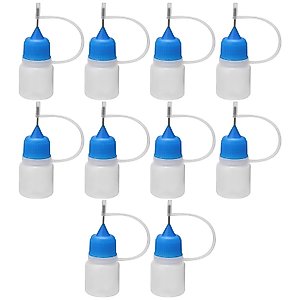 10pcs 3ml Empty Plastic Dropper Bottles Metal Needle Bottle Blue Cap