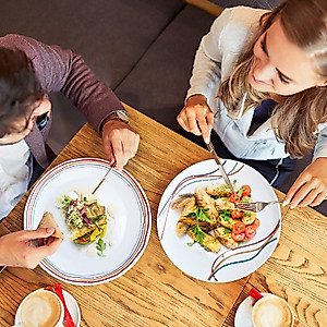 KITOECOFR 10.5" Dinner Plates Set of 6,Rainbow Glass Ceramic Plates,Lead-Free & Non-Toxic,Flat Stackable - Microwave,Oven & Dishwasher Safe