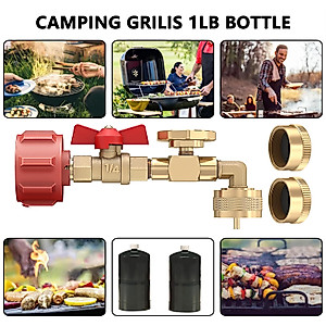 MEFUN Propane Refill Elbow Adapter 1lb to 20lb, QCC1 Propane Refill Elbow Adapter with Gauge and ON-Off Control Valve for Camping Grill 1LB Propane Tank to Be Refilled Gas from 5~40 LB Propane Tank