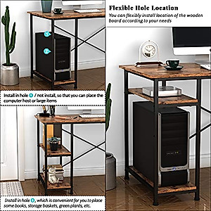 Engriy Writing Computer Desk 47", Home Office Study Desk with 2 Storage Shelves on Left or Right Side, Industrial Simple Style Wood Table Metal Frame for PC Laptop Notebook