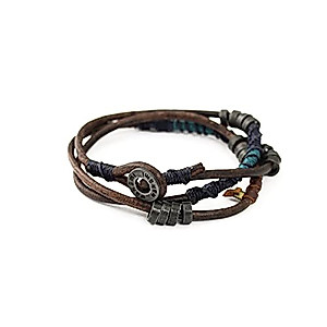 Wakami Double Wrap Bracelet | Boho Jewelry For Women and Men | Waxed Thread And Zinc Alloy Metal Beads, Fair Trade, 6-10in | Handmade by Artisans, Braided Indie (4 Elements)