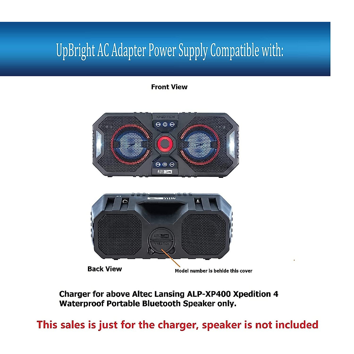 UpBright 12V 10A AC/DC Adapter Compatible with Altec Lansing ALP-XP400 Xpedition 4 8 Portable Wireless Bluetooth Speaker ALPXP400 ALT-215 ALP-XP800 ALP-XP-800 ALPXP-800 12VDC 120W Power Supply Charger