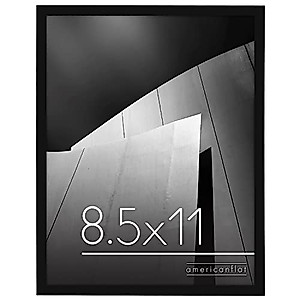 Americanflat 8.5x11 Thin Picture Frame in Black with Shatter Resistant Glass - Horizontal and Vertical Formats for Wall and Tabletop