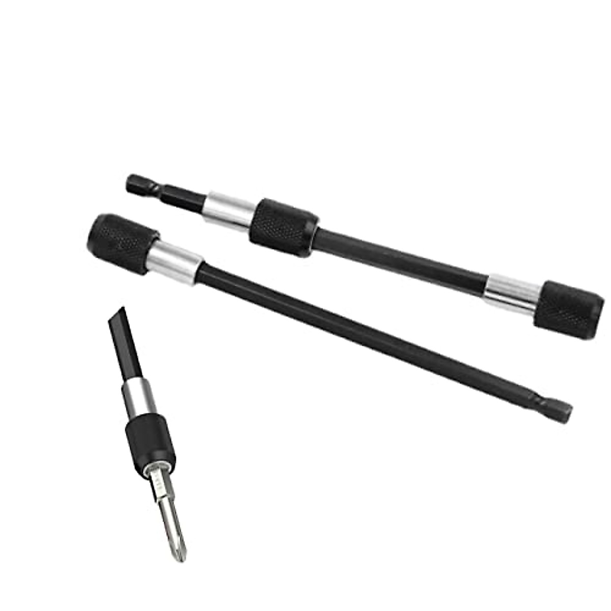 aiyun Drill Bit Extension Set - 6 PCS Quick Release Magnetic Drill Extension Bit Holder with 1/4” Hex Shank (Black)