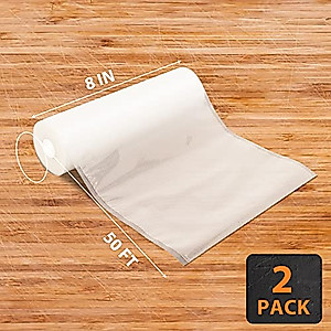 Vacuum Sealer Bags, 2 Pack 8"x50' Food Vacuum Bags Rolls BPA FREE Heavy Duty Vacuum Seal Bags