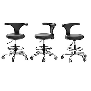 Nazalus Rolling Stool Task Chair Drafting Adjustable with Wheels and Backrest Heavy Duty for Office Kitchen Medical Dentist Shop Lab and Home(with Footrest)