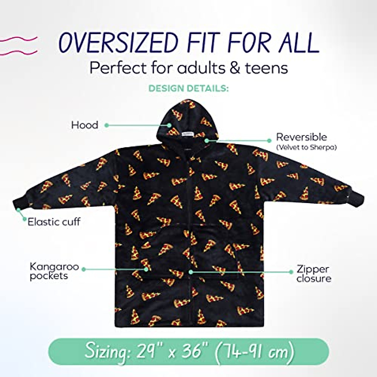 Sherpy Wearable Blanket, Sherpa Blanket for Men, Women, and Teenagers, Super Warm Hoodie Blanket, Sherpa & Micro Fleece Lined Blanket Sweater, Large Pocket, Zip Up Oversized Wearable Blanket