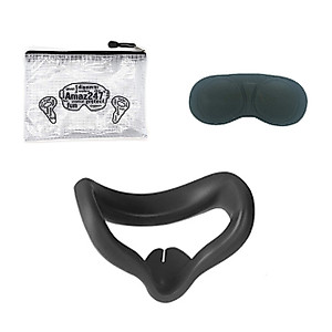 Silicon Face Cover & Lens Protective Set for Oculus Quest 2 VR Headset (Black)