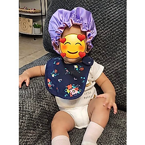 AKISS Reversible Satin Silk Sleep Hair Bonnet for Newborn Baby Girl Boy (Taffy/Lavender, 1~3 M)