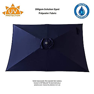 C-Hopetree Rectangular Outdoor Patio Market Table Umbrella with Tilt 6.5 x 10 ft, Navy Blue