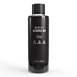 Black Alcohol Ink for Resin - Alcohol Ink Black Onyx Color 4-Ounce for Epoxy Resin, Tumblers, Resin Art, Alcohol Ink Paper, Black Pigment Ink, 3 Pixiss Needle Tip Applicator Bottles and Funnel