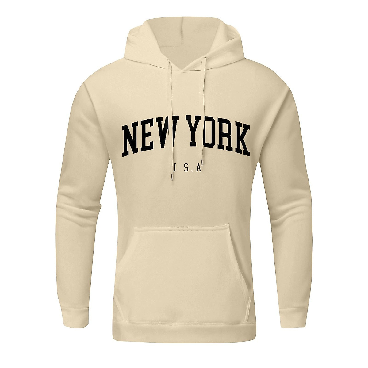 Men's Oversized Pullover Letter Print Graphic Hoodies Long Sleeve Casual New York Sweatshirt with Pocket Mens Pockets Hoodie Black Hoodies Men Trendy Clothes For Men,(Khaki,6XL)