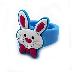 10pcs Easter Party Supplies Rabbit Toys for Bunnies Easter Egg Stuffers Kids Play Rings Easter Egg Fillers Kids Rings Toy Childrens Toys Children's Rings Girls Jewelry Animal