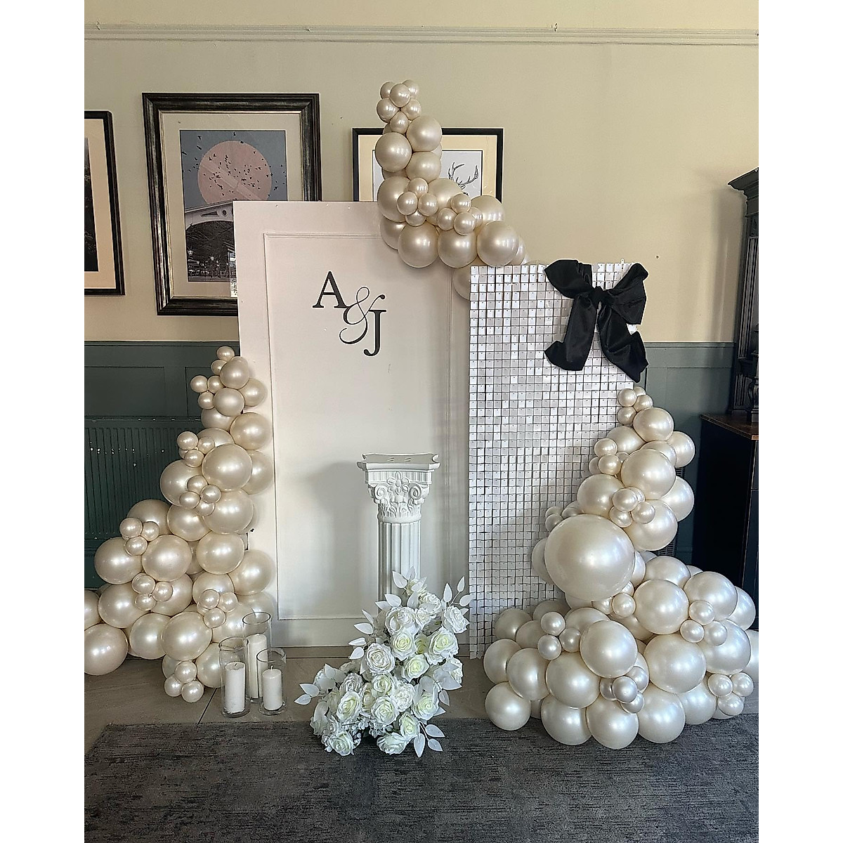 Woaipati 120PCS Pearl White Double-Stuffed Balloons different sizes 18/12/10/5 inch Pearl Balloon Garland Kit for Wedding Women's Birthday Baby Shower Anniversary Party Decorations