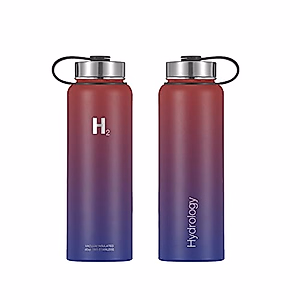 H2 Hydrology Water Bottle - 18 oz, 22 oz, 32 oz, 40 oz, or 64 oz with 3 LIDS Double Wall Vacuum Insulated Stainless Steel Wide Mouth Sports Hot & Cold Thermos (40 oz, Man of Steel)