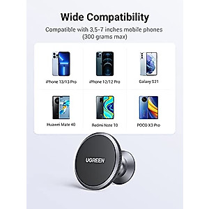 UGREEN Magnetic Car Phone Holder for Dashboard Cell Phone Mount Magnet Holder Adjustable Compatible with iPhone 14 13 Pro Max, iPhone 12 11 Plus SE XS XR 8 7, Samsung Galaxy S22, Google Pixel